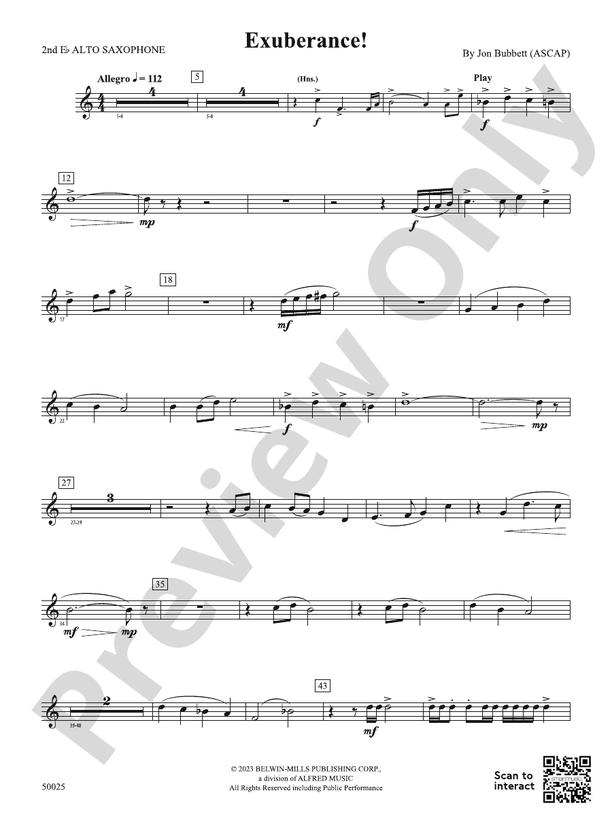 Exuberance 2nd E Flat Alto Saxophone 2nd E Flat Alto Saxophone Part