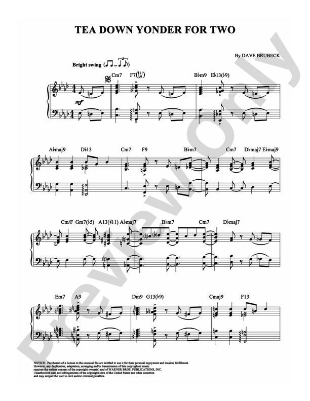 Tea Down Yonder For Two: Piano: Dave Brubeck - Digital Sheet Music Download