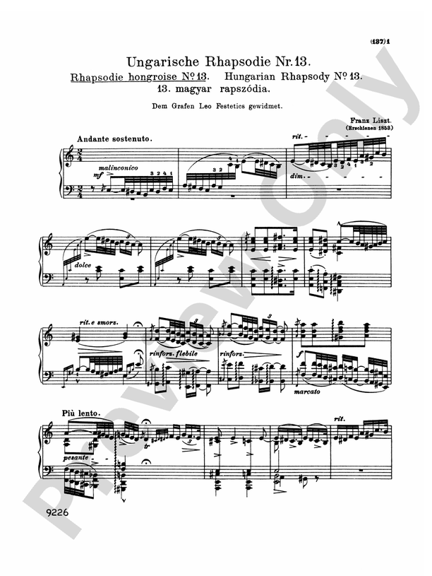 Liszt: Hungarian Rhapsodies (Volume II, Nos. 10-19): Hungarian Rhapsody ...