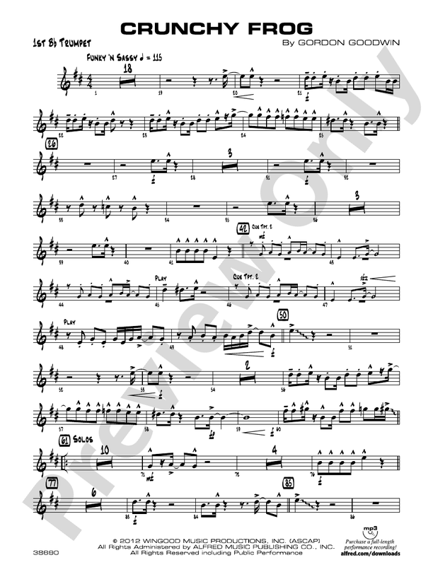 Crunchy Frog: 1st B-flat Trumpet: 1st B-flat Trumpet Part - Digital ...