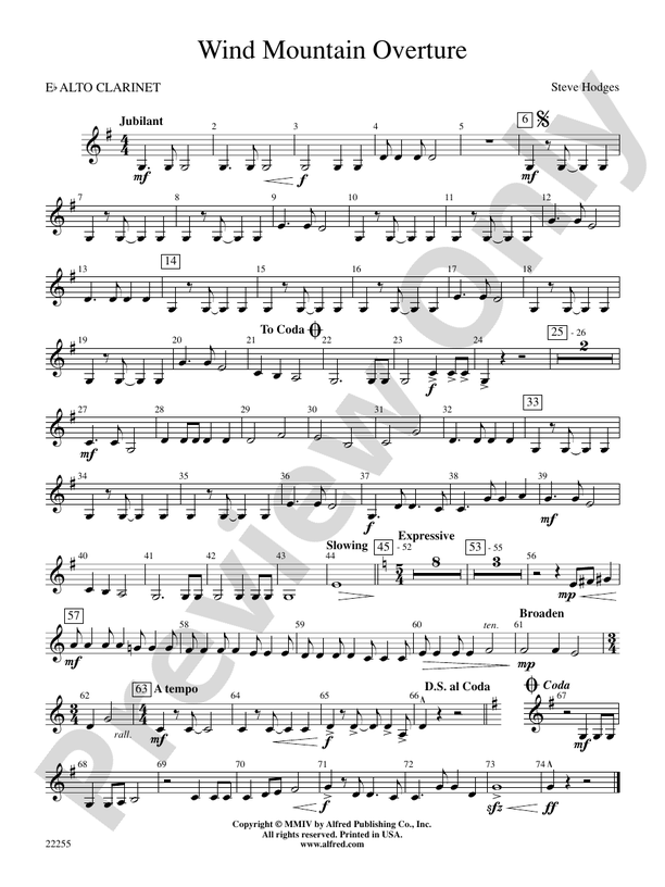Wind Mountain Overture: E-flat Alto Clarinet: E-flat Alto Clarinet Part ...
