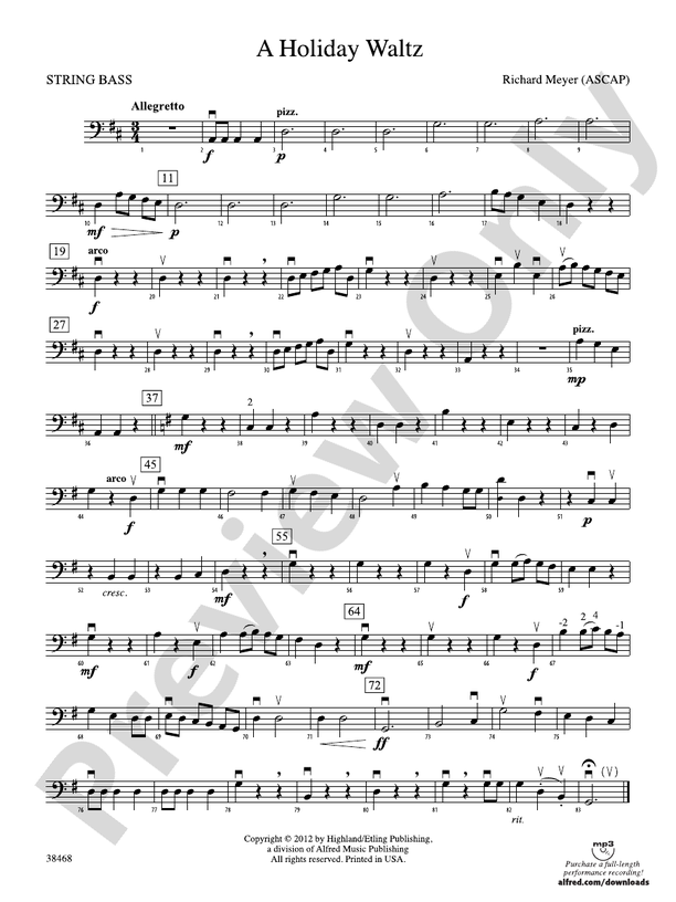 A Holiday Waltz: String Bass: String Bass Part - Digital Sheet Music ...