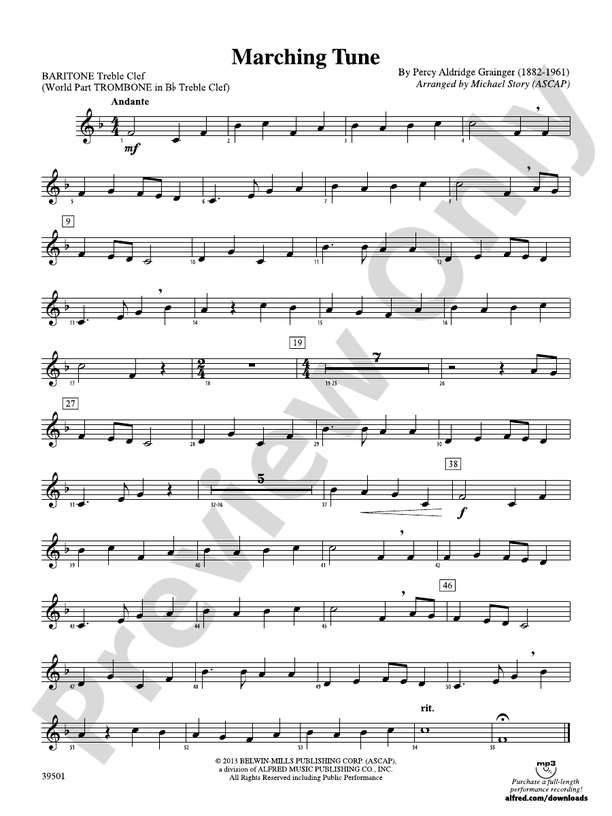 Marching Tune: Baritone T.C.: Baritone T.C. Part - Digital Sheet Music ...
