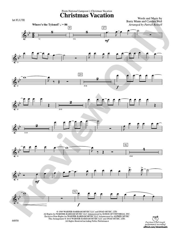 Christmas Vacation: Flute: Flute Part - Digital Sheet Music Download