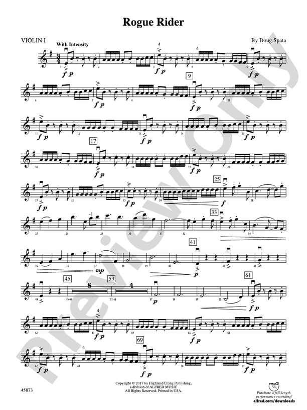 Rogue Rider: 1st Violin: 1st Violin Part - Digital Sheet Music Download