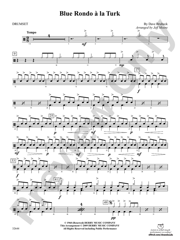 Blue Rondo à la Turk: Drums: Drums Part - Digital Sheet Music Download