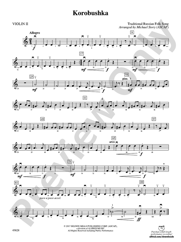 Korobushka: 2nd Violin: 2nd Violin Part - Digital Sheet Music Download