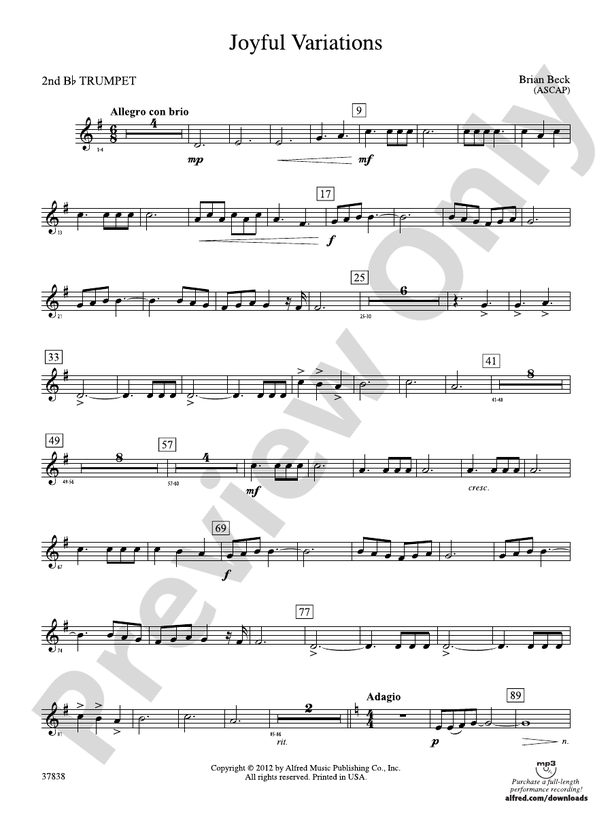 Joyful Variations: 2nd B-flat Trumpet: 2nd B-flat Trumpet Part ...
