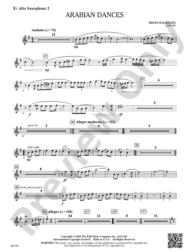 Arabian Dances: E-flat Alto Saxophone 2: E-flat Alto Saxophone 2 Part: Brian Balmages - Digital ...