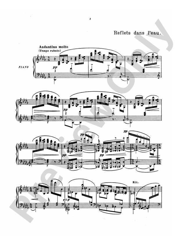 Debussy: Images (Volume I): Reflets dans l'eau Part - Digital Sheet Music Download