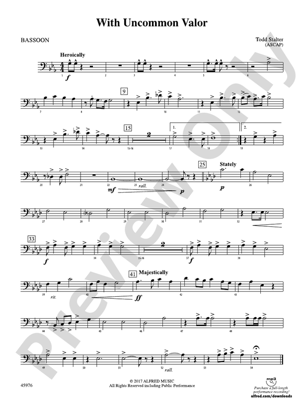 With Uncommon Valor: Bassoon: Bassoon Part - Digital Sheet Music Download