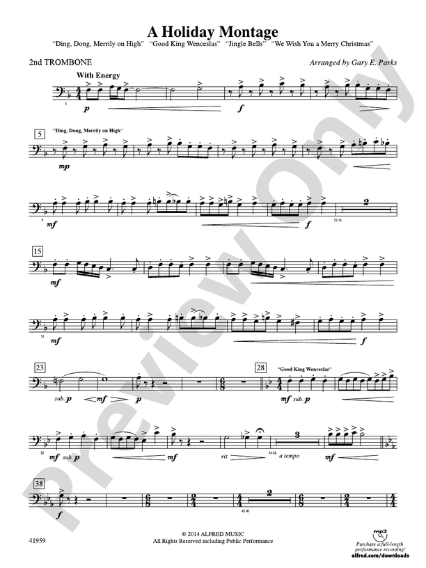 A Holiday Montage: 2nd Trombone: 2nd Trombone Part - Digital Sheet Music Download
