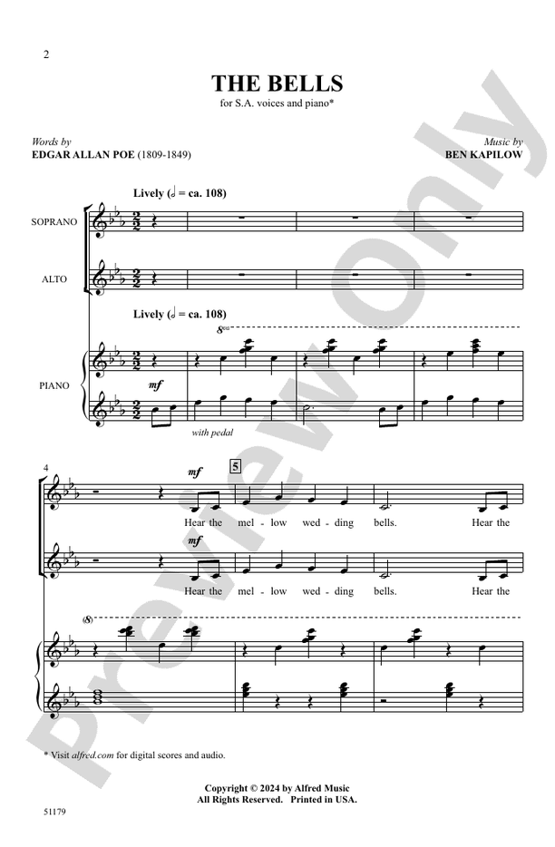 The Bells: SA/2-Part Choral Octavo: Ben Kapilow - Digital Sheet Music ...