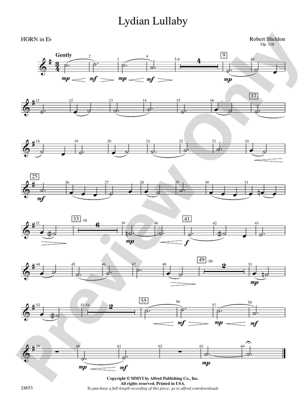 Lydian Lullaby: (wp) 1st Horn in E-flat: (wp) 1st Horn in E-flat World ...