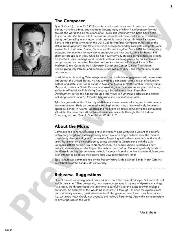 Epic Venture: Score: 4-Part Fully Adaptable with Percussion Score ...