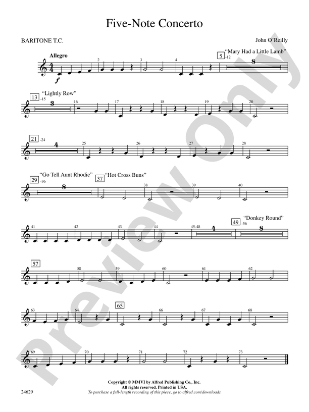 Five-Note Concerto: Baritone T.C.: Baritone T.C. Part - Digital Sheet ...