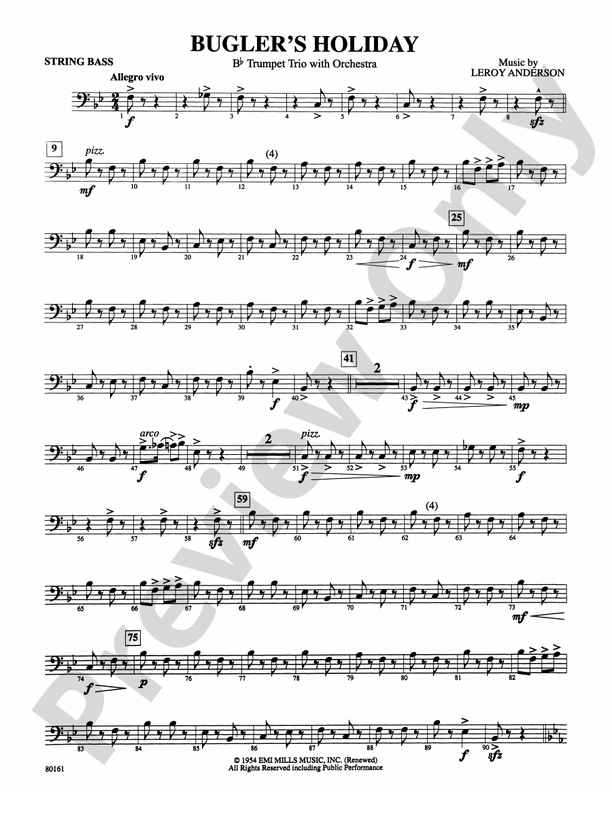 Bugler's Holiday: String Bass: String Bass Part - Digital Sheet Music Download