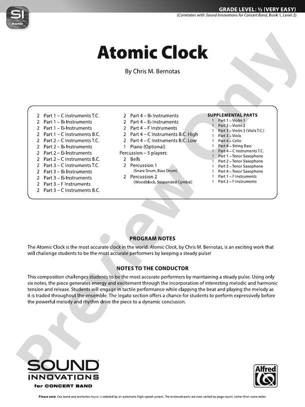 Atomic Clock: Flexible Band/String Ensemble Score & Parts: Chris M. Bernotas - Digital Sheet ...