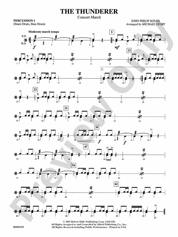 The Thunderer: 1st Percussion: 1st Percussion Part - Digital Sheet ...