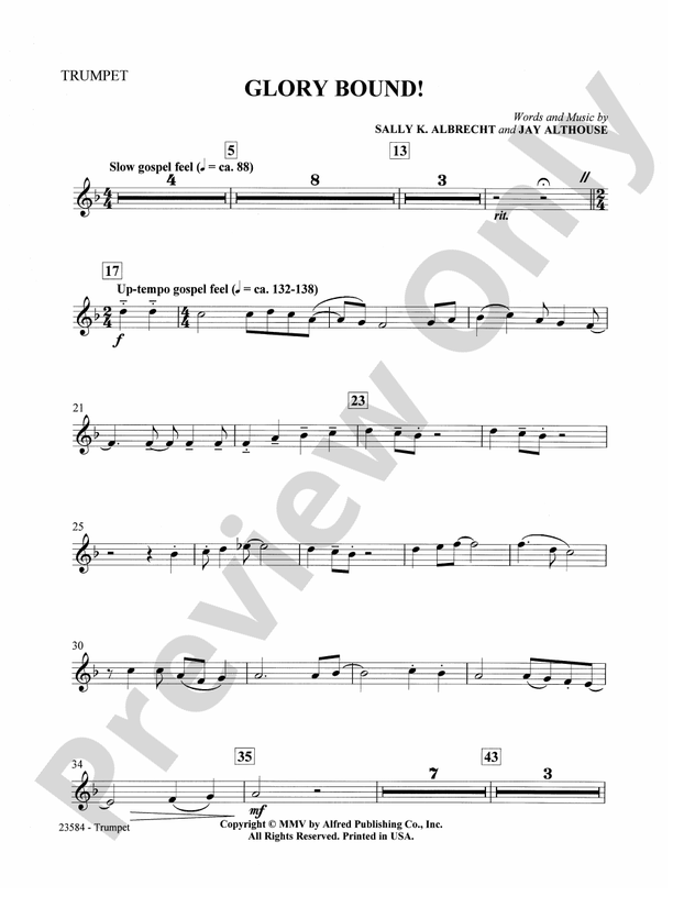 Glory Bound!: 1st B-flat Trumpet: 1st B-flat Trumpet Part - Digital Sheet Music Download