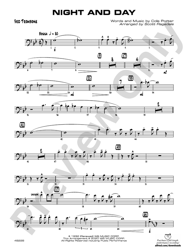 Night and Day: 3rd Trombone: 3rd Trombone Part - Digital Sheet Music ...