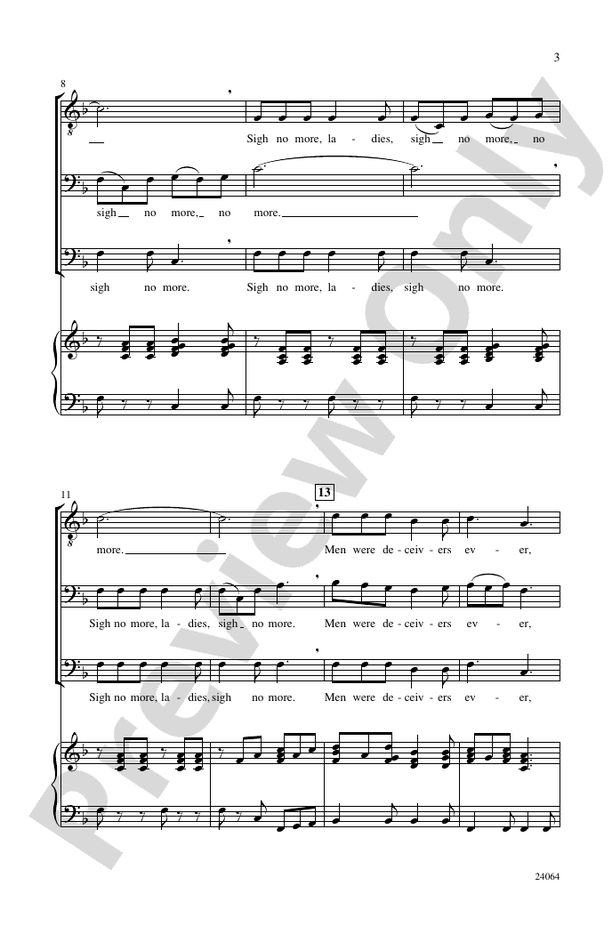 Sigh No More, Ladies: TBB Choral Octavo: Sally K. Albrecht - Digital ...