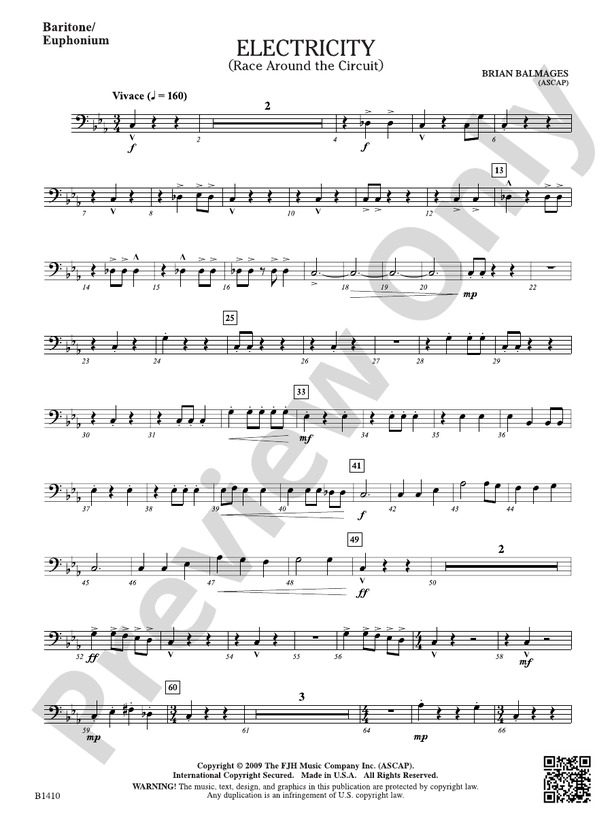 Electricity: Baritone/Euphonium: Baritone/Euphonium Part: Brian Balmages - Digital Sheet Music ...