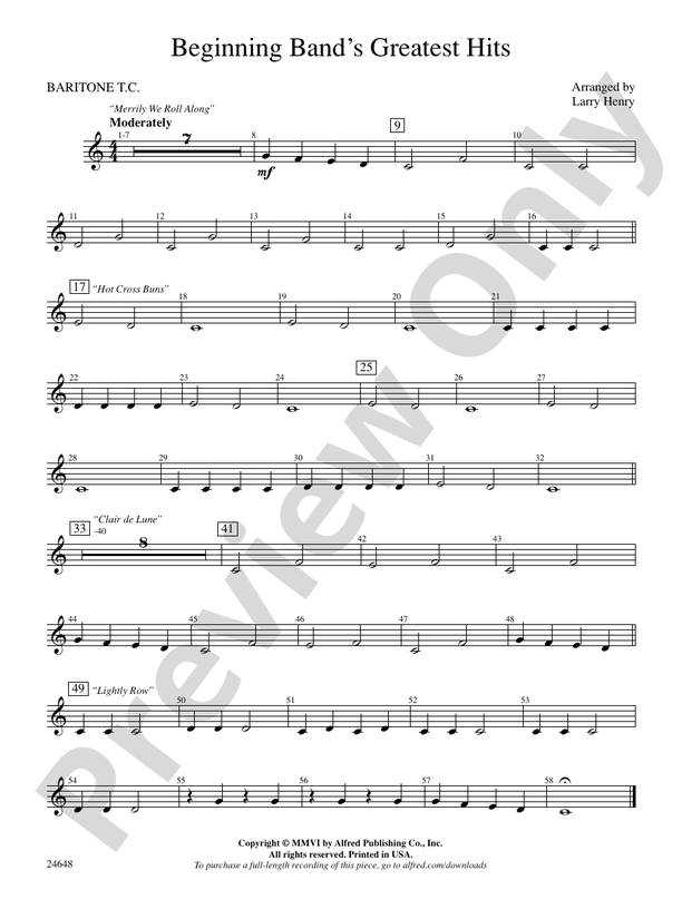 Beginning Band's Greatest Hits: Baritone T.C.: Baritone T.C. Part ...
