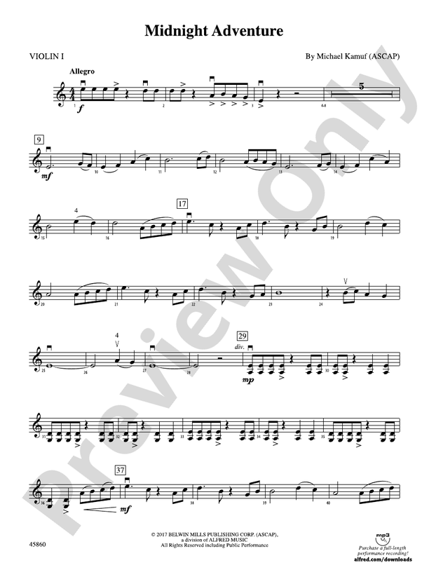 Midnight Adventure: 1st Violin: 1st Violin Part - Digital Sheet Music Download