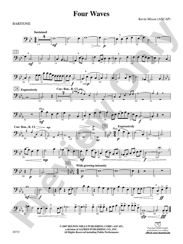 Four Waves: Baritone B.C.: Baritone B.C. Part - Digital Sheet Music ...