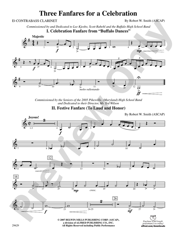 Three Fanfares for a Celebration: (wp) E-flat Contrabass Clarinet: (wp) E-flat Contrabass ...
