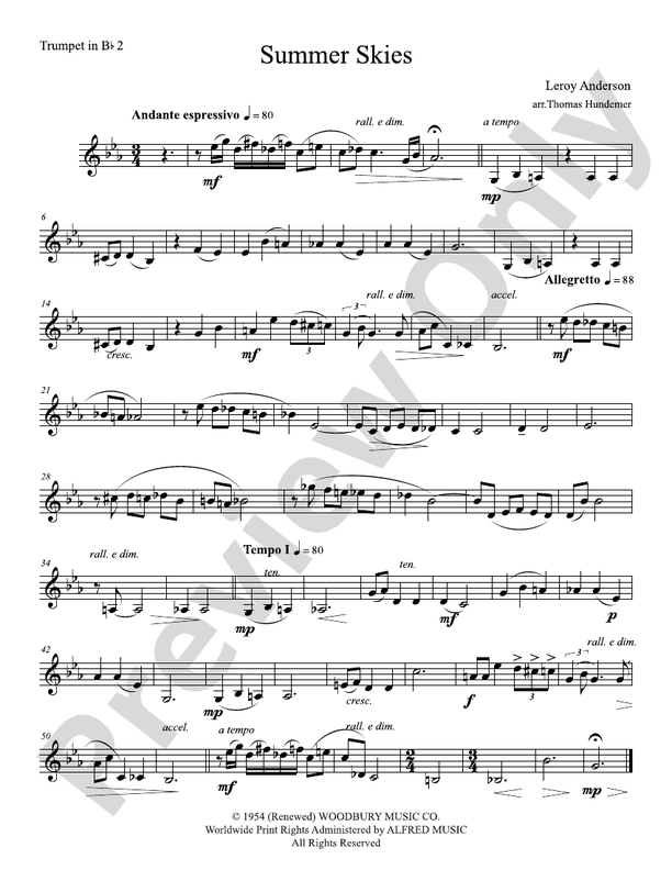 Summer Skies: 2nd B-flat Trumpet: 2nd B-flat Trumpet Part - Digital Sheet Music Download