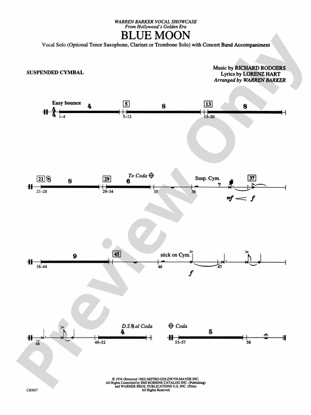 Blue Moon: 2nd Percussion: 2nd Percussion Part - Digital Sheet Music Download