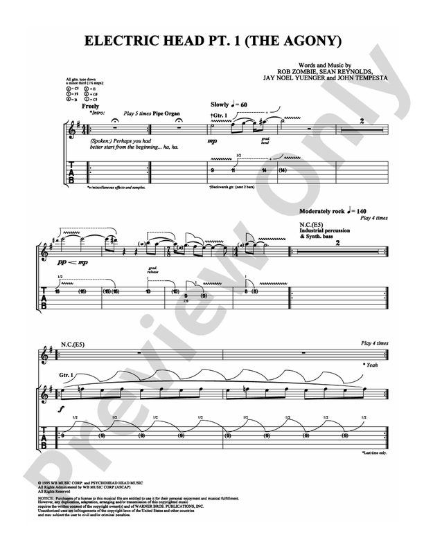 Electric Head Pt. 1 (The Agony): Guitar TAB: White Zombie - Digital ...