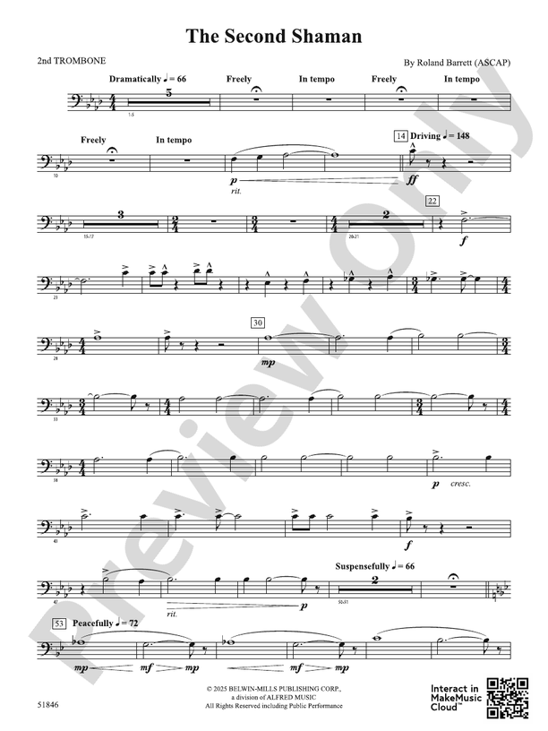 The Second Shaman: 2nd Trombone: 2nd Trombone Part - Digital Sheet Music Download