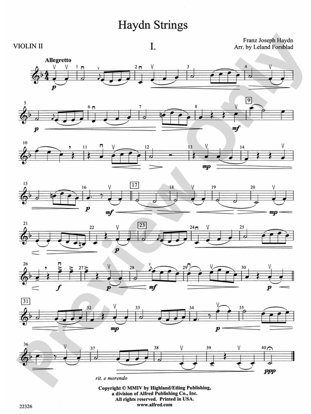 Haydn Strings: 2nd Violin: 2nd Violin Part - Digital Sheet Music Download