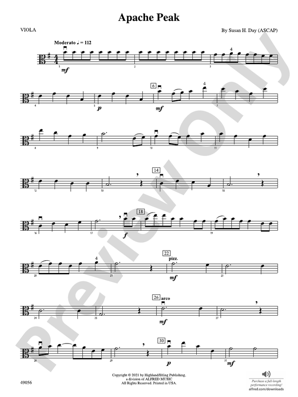 Apache Peak: Viola: Viola Part - Digital Sheet Music Download