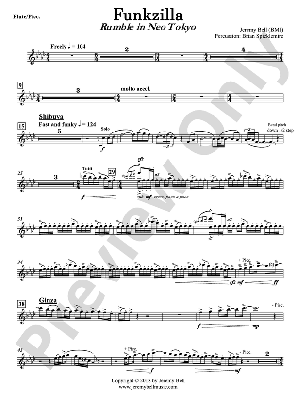 Funkzilla: Rumble in Neo Tokyo: Flute/Picc: Flute/Picc Part - Digital ...