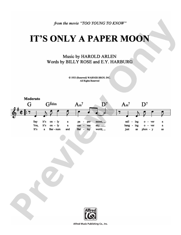 It's Only a Paper Moon: Lead Sheet: Harold Arlen - Digital Sheet Music ...