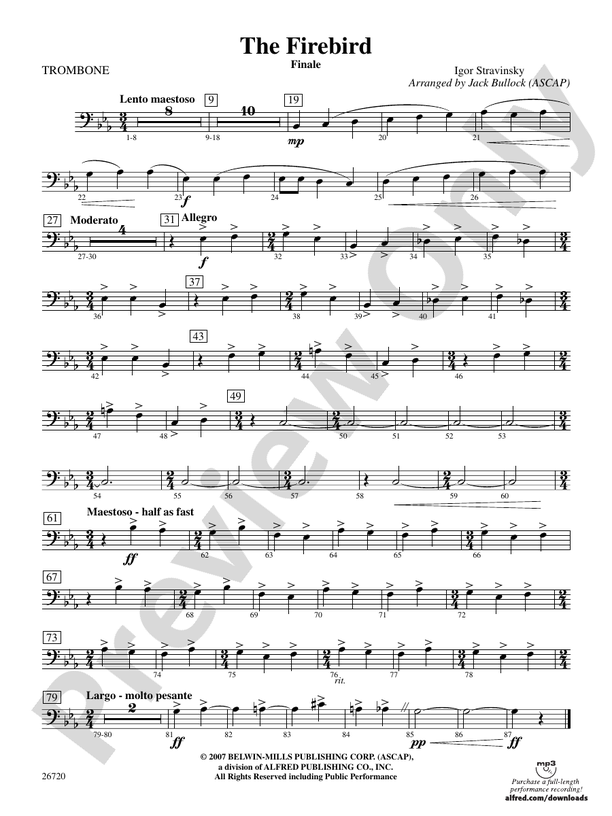 The Firebird: 1st Trombone: 1st Trombone Part - Digital Sheet Music ...
