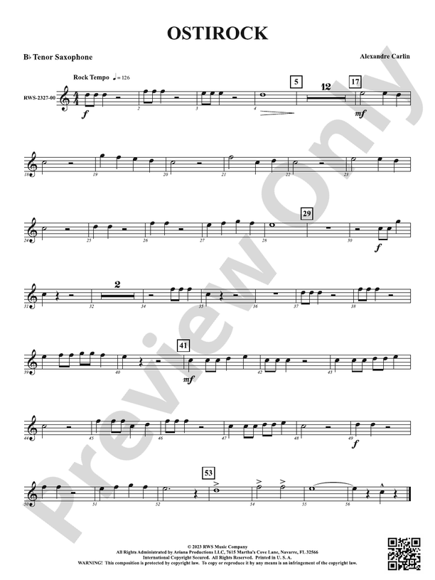 Ostirock B Flat Tenor Saxophone B Flat Tenor Saxophone Part 8311