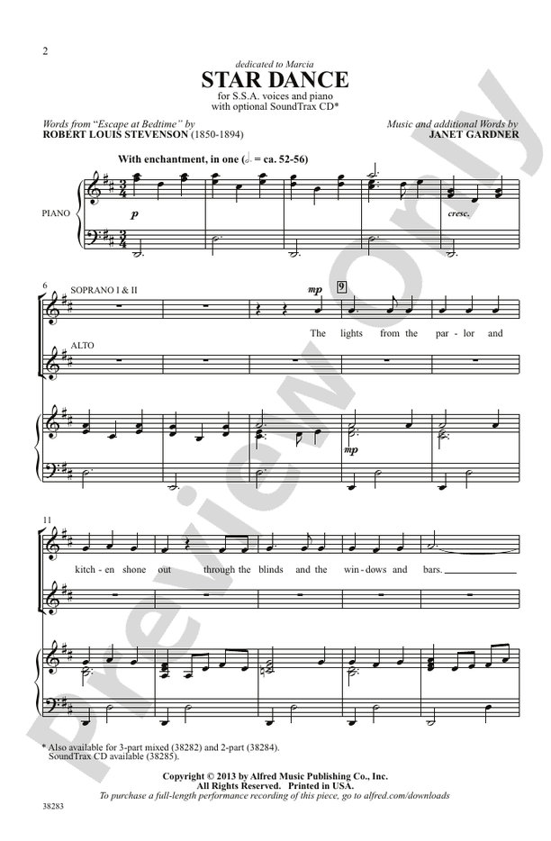 Star Dance: SSA Choral Octavo: Janet Gardner - Digital Sheet Music Download