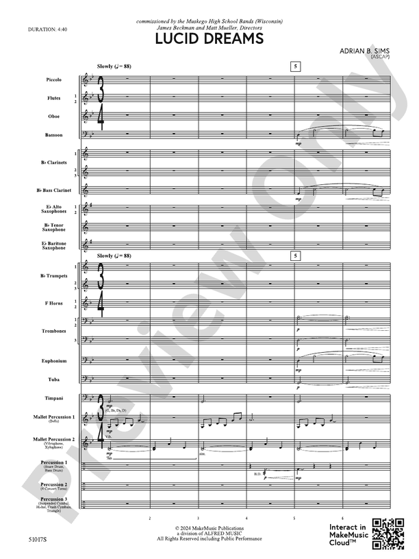 Lucid Dreams Concert Band Conductor Score And Parts Adrian B Sims 3831