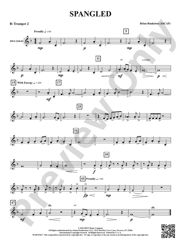 Spangled: 2nd B-flat Trumpet: 2nd B-flat Trumpet Part: Brian Bankston - Digital Sheet Music Download