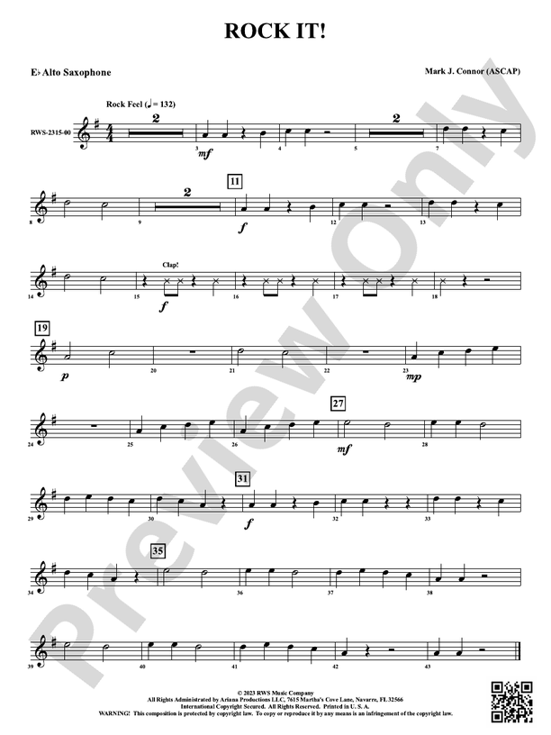 Rock It!: 1st E-flat Alto Saxophone: 1st E-flat Alto Saxophone Part ...