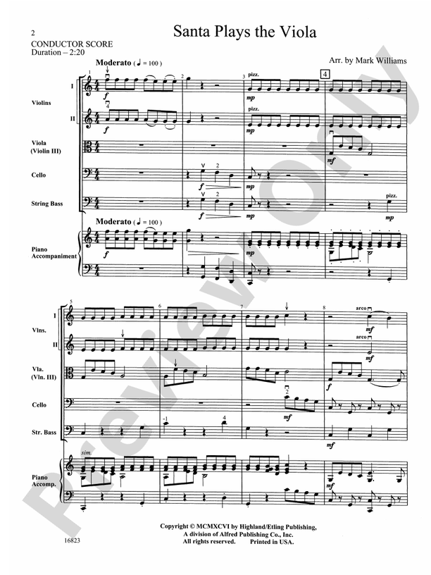 Santa Plays the Viola: Score: String Orchestra Score - Digital Sheet ...