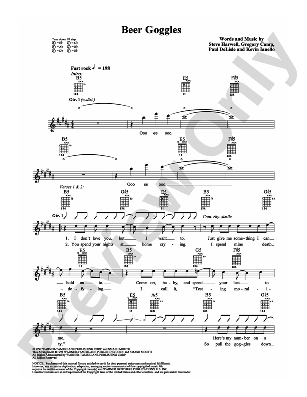 Beer Goggles: Guitar TAB: Smash Mouth - Digital Sheet Music Download