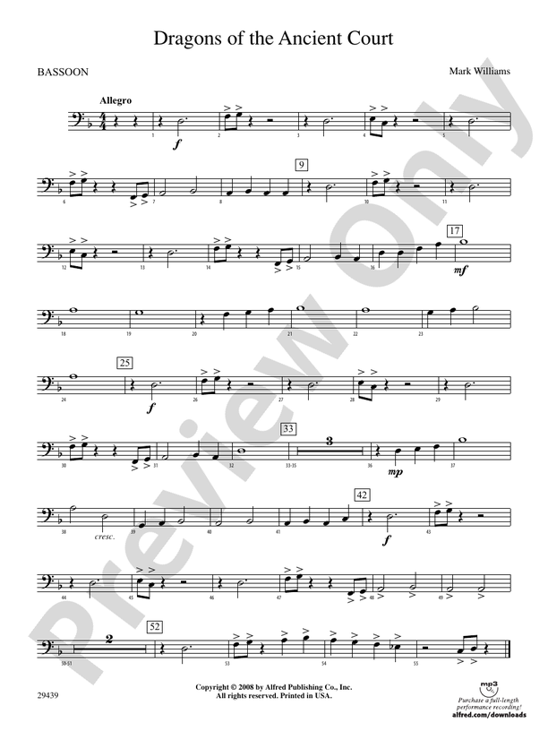 Dragons of the Ancient Court: Bassoon: Bassoon Part - Digital Sheet ...