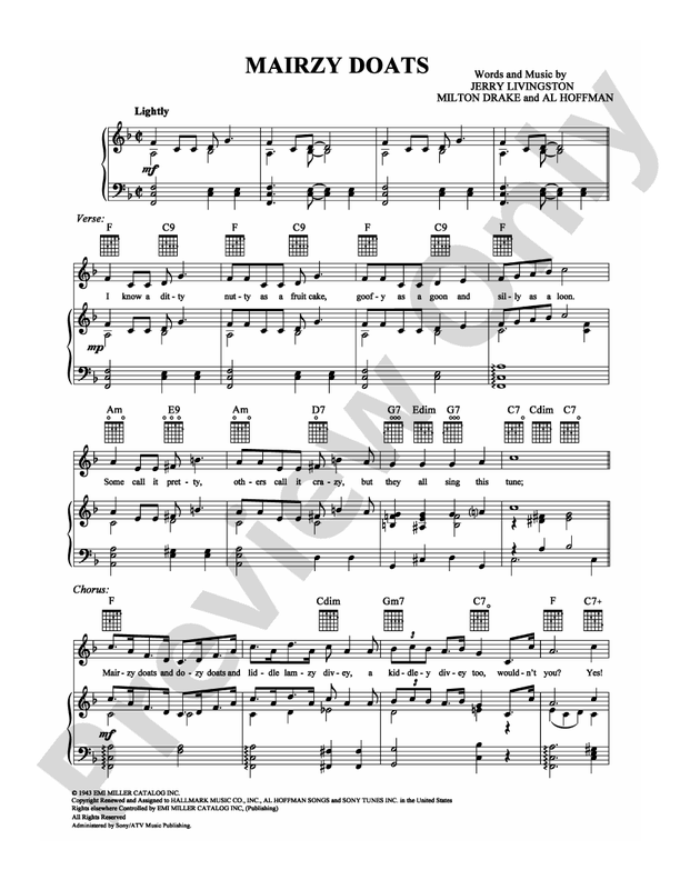 Mairzy Doats: Piano/Vocal/Chords: The Pied Pipers - Digital Sheet Music ...