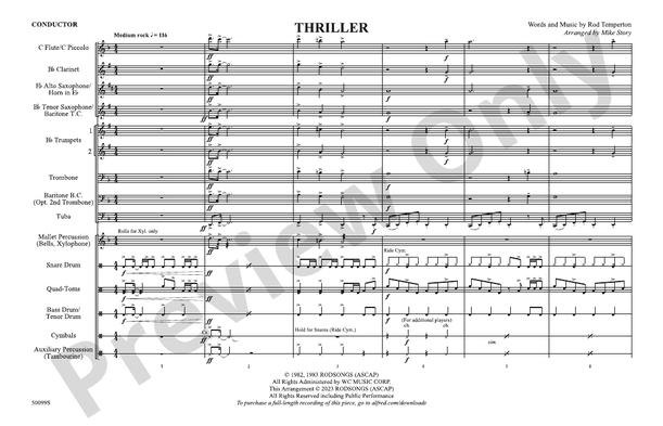 Thriller: Marching Band Conductor Score & Parts: Rod Temperton ...